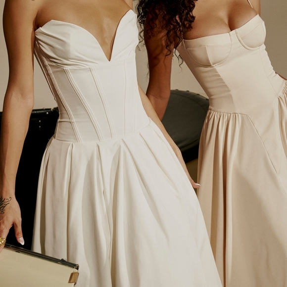 House of CB | Dresses | House Of Cb Lady White Strapless Midi Dress ...